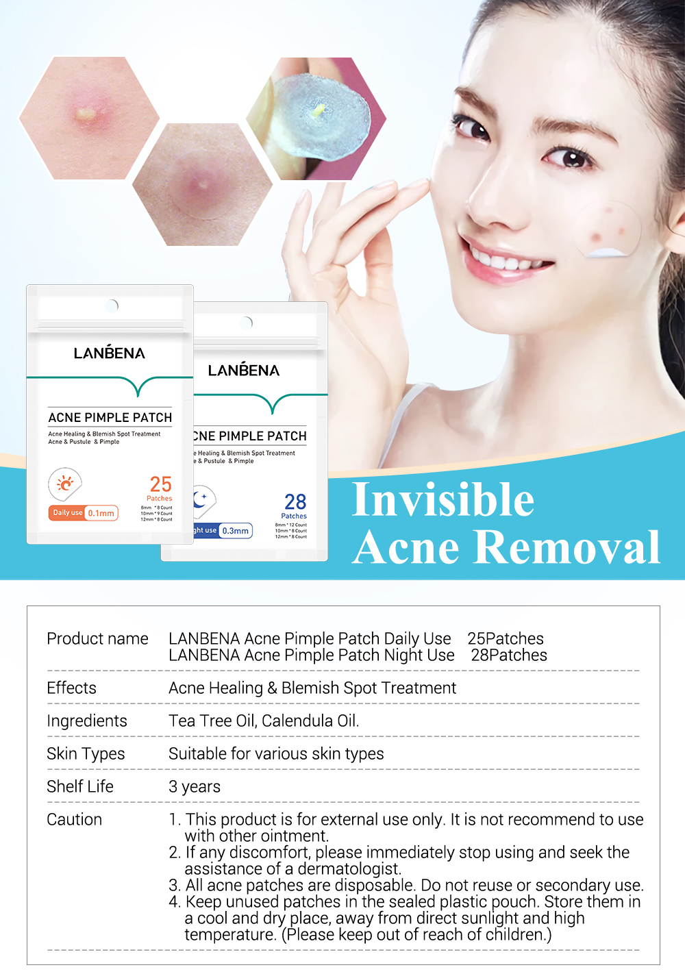 LANBENA Pimple Patch Acne Treatment Patch Acne Stickers Blemish Pimple ...