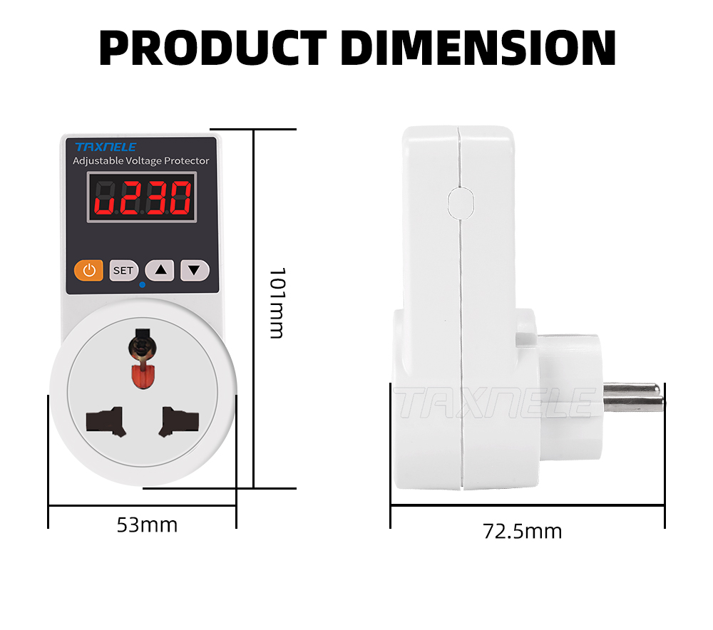 TAXNELE Automatic Voltage Protector Socket AC 220V Adjustable 16A Voltage Safe Refrigerator ...