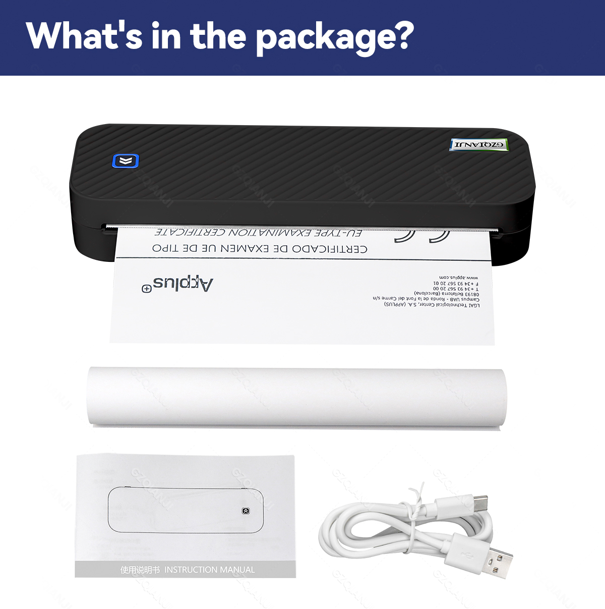 Portable Mini A4 Thermal Printer Bluetooth wireless Documents Files Web ...