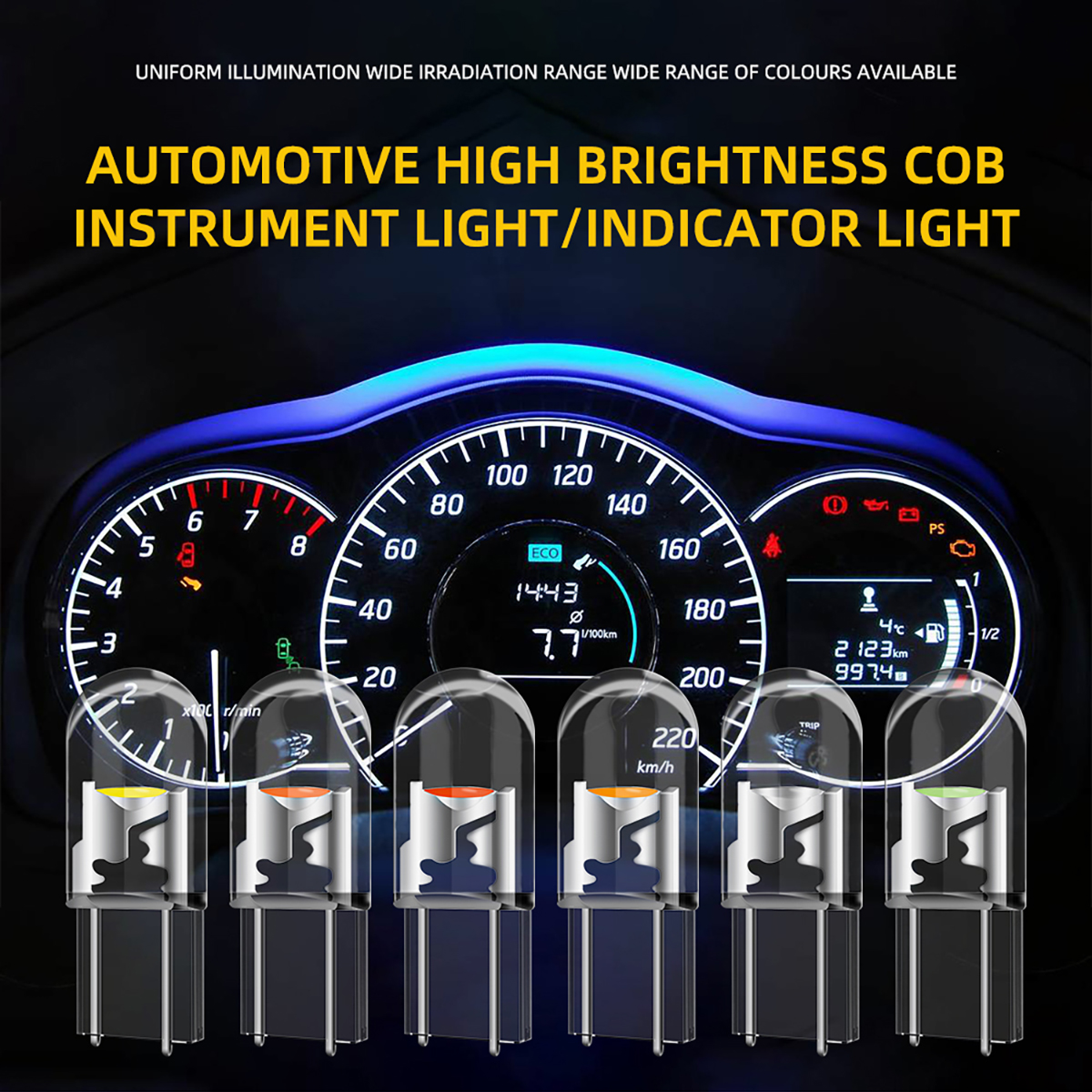 10pcs Car Interior Light T5 Led Bulb 12V W3W W1.2W Led Dashboard Warming Indicator Wedge Auto ...
