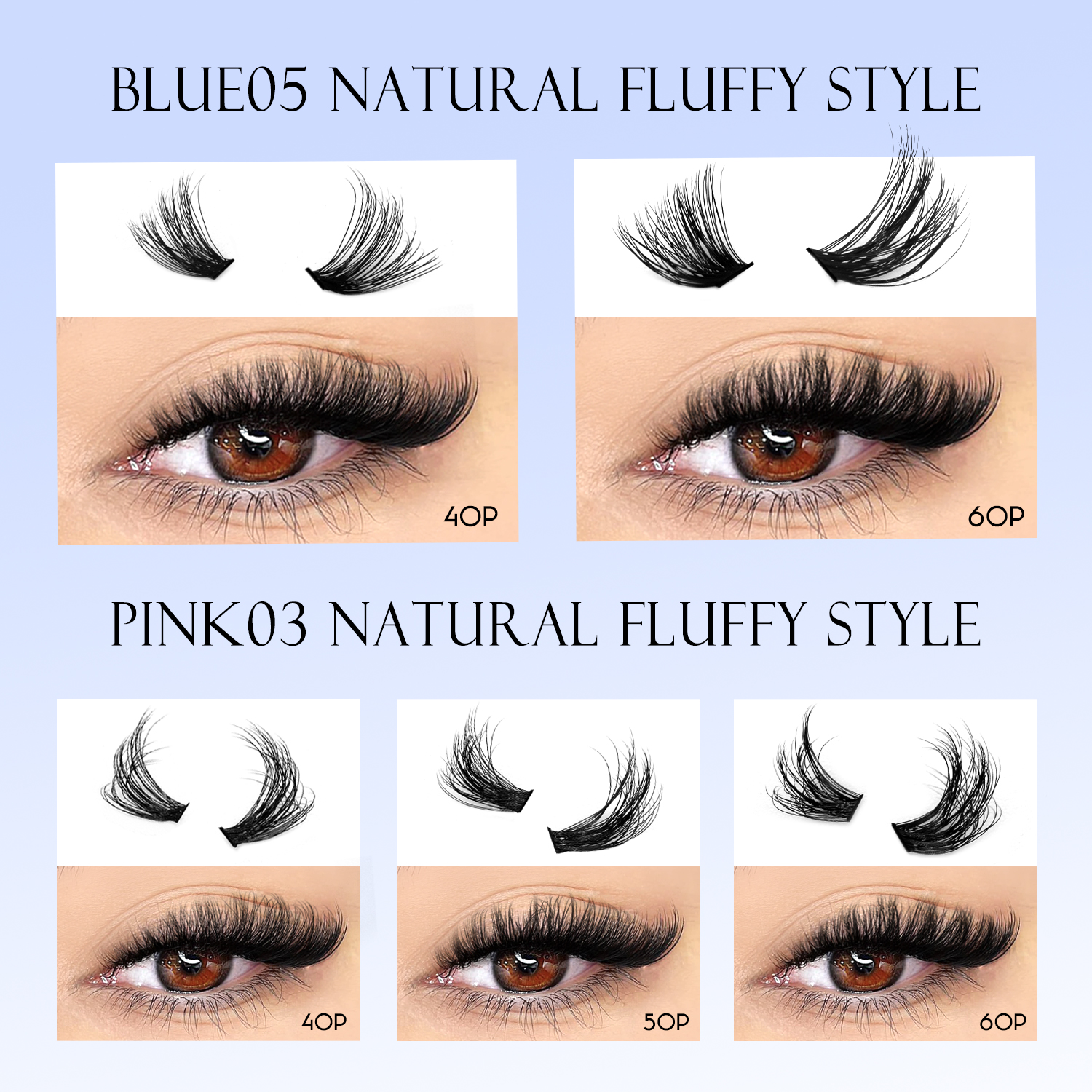 GROINNEYA Lash Clusters 280 PCS Mix Length Individual Lashes 3D Fluffy ...