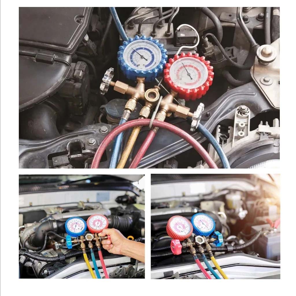 Refrigerant Manifold Gauge Set Air Conditioning Tool with Hose and Hook ...