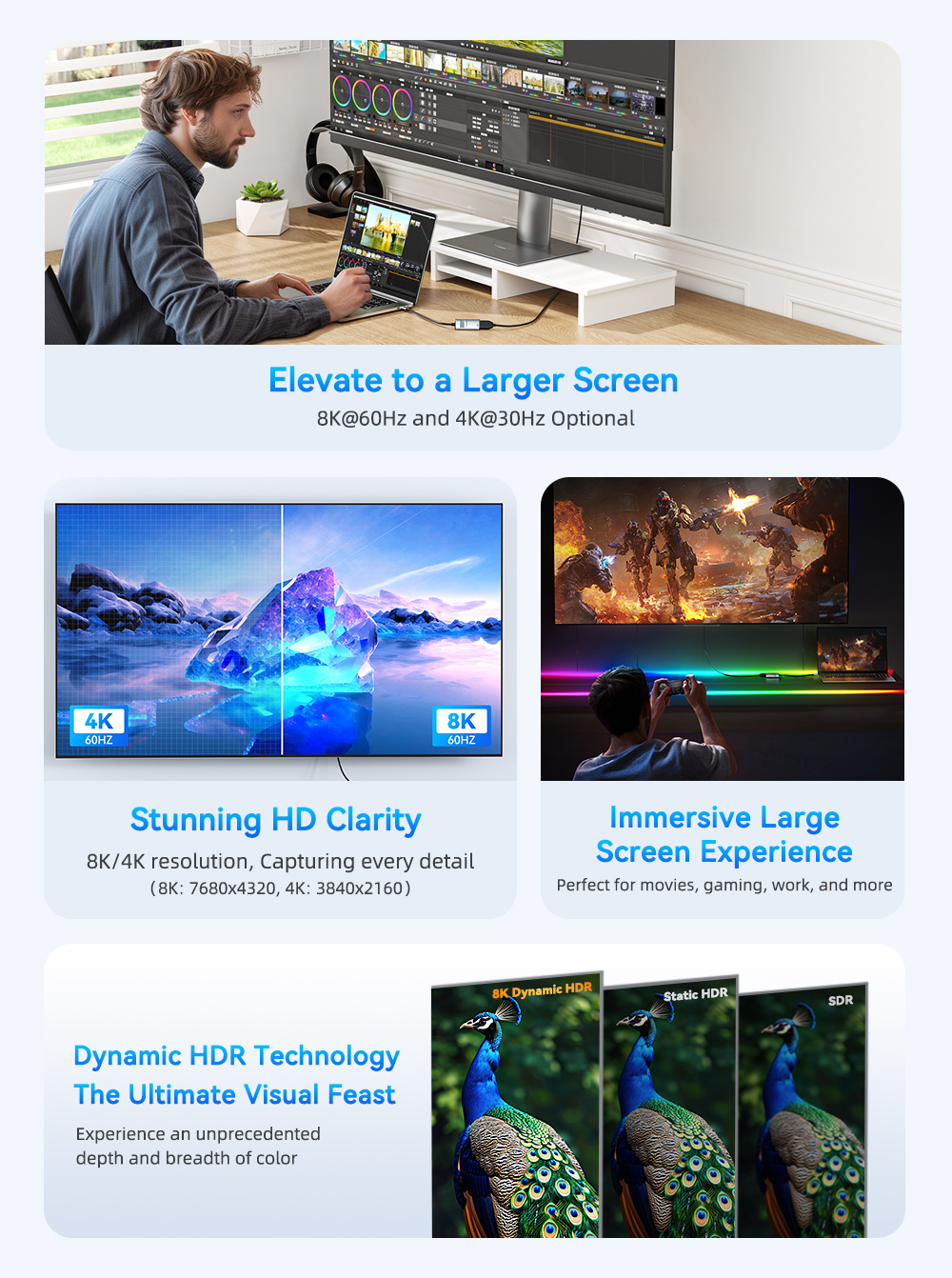 ESSAGER 8K HDMI to Type-C Aluminum alloy video adapter support ...