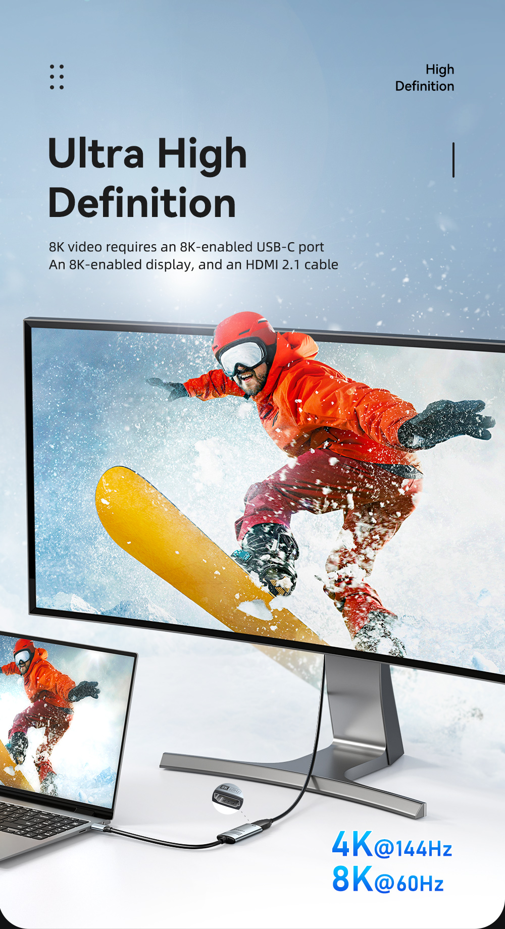 ESSAGER 8K HDMI to Type-C Aluminum alloy video adapter support ...