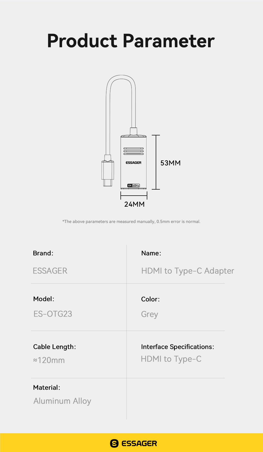 ESSAGER 8K HDMI to Type-C Aluminum alloy video adapter support ...