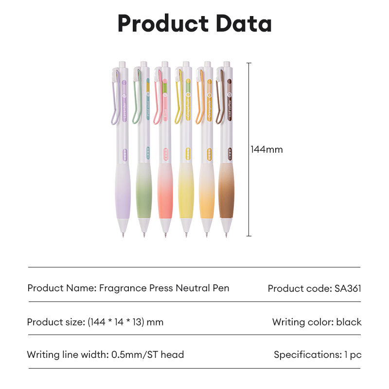 Deli Scented IP Gel Pen 0.5mm Pressing Macaron Color Black Ink ST Mini ...