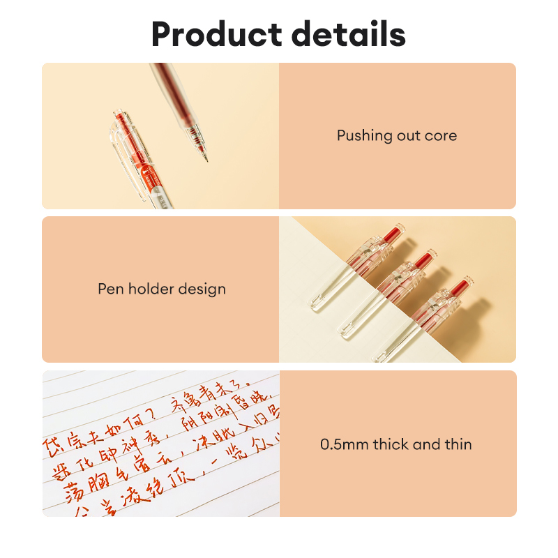 Deli Gel Pen Student Press Pen 0.5mm Ballpen ST Head Teacher Red Pen ...