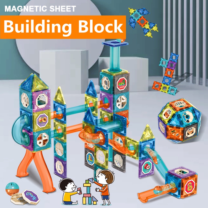 Big Size Magnetic Bricks Building Blocks Set Magnet Marble Slide Toys ...