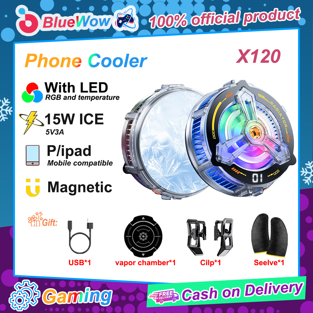 BlueWow Gaming X120 Phone Cooler New RGB Mobile Phone Radiator for Mobile Phone Phablet Fan ...