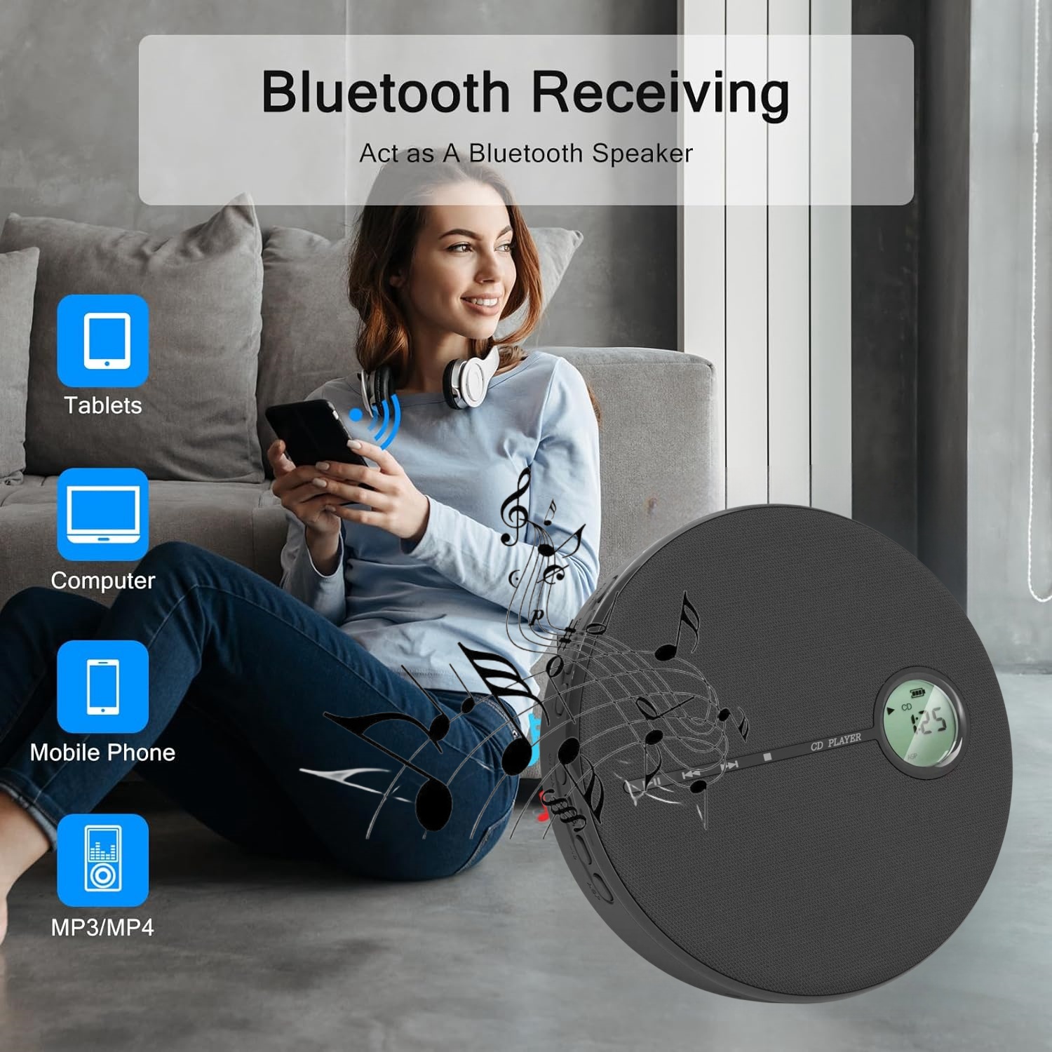 Multi-Functional CD player,Bluetooth Receiver speakers,USB Player,Dual ...