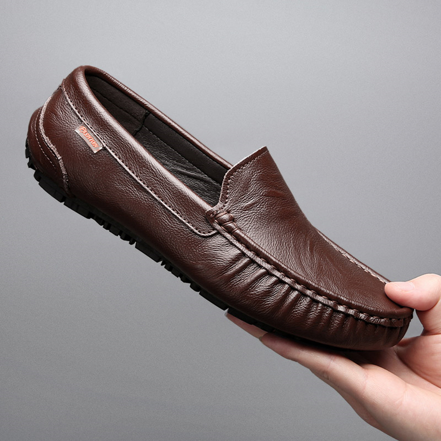 Peas Shoes Men's Genuine Leather Spring Autumn Men's Shoes Soft Leather ...