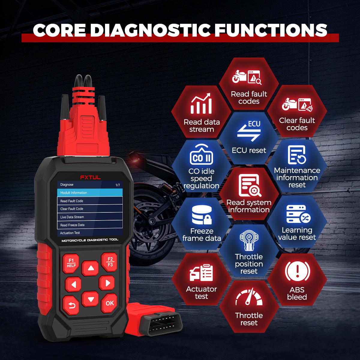 FXTUL M4 motorcycle Diagnostic Tools Obd2 Motorcycle Scanner For Harley ...
