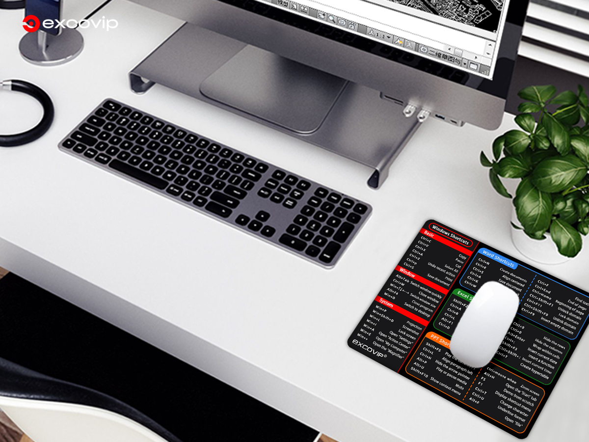 Office Shortcut Key Mouse Pad Soft Lock Edge Non Slip Efficient for ...
