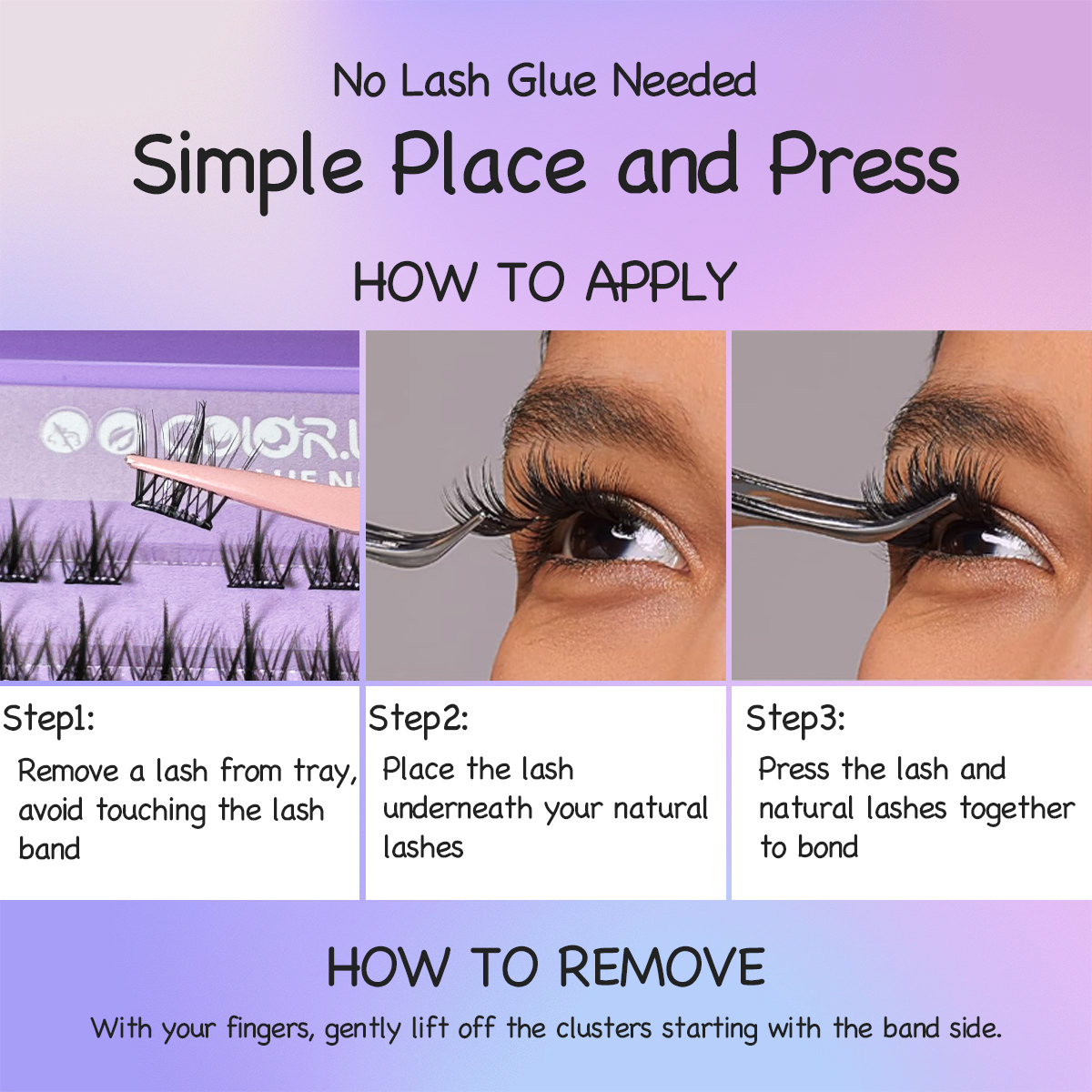 COLOR.Labs Self Adhesive Eyelashes WISP BOOK 260pcs Eyelash Extensions ...