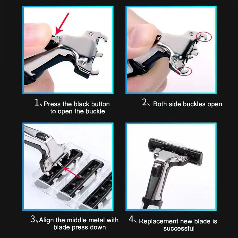 Manual Shaver for men Classics Shaver 3-Layer Razor Blade Men's Shaving ...