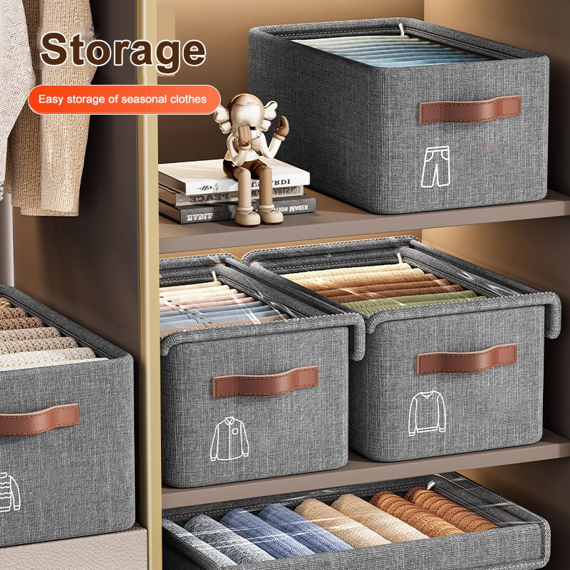 Newly upgraded with lid Household Steel Frame Storage Box for Clothes ...