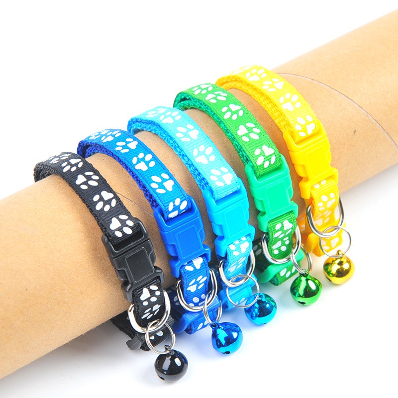 Pet Collar For Dogs And Cats Single Paw Print Bell Collar 20-32cm ...