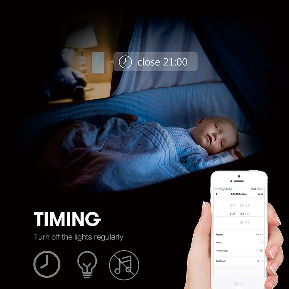 Works with Tuya Smart Life Light Switch WiFi Touch Sensor Smart Switch App Remote Control No ...