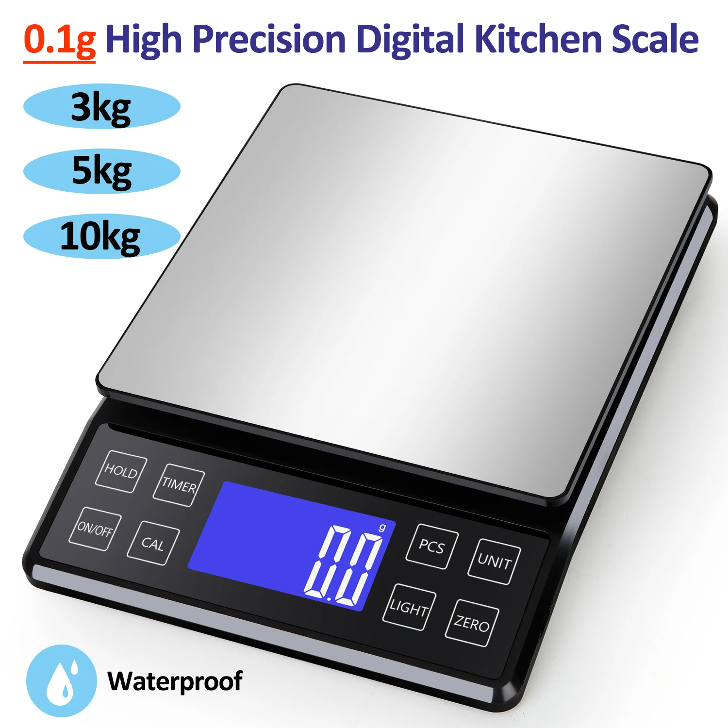 Digital Kitchen Scale 3/5/10kg Stainless Steel Electronic Balance High ...