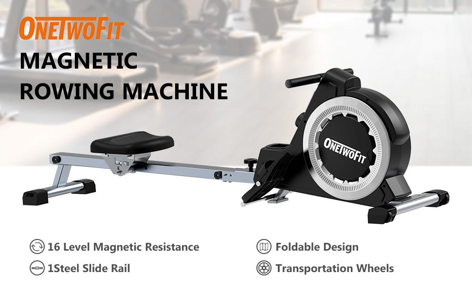 OneTwoFit Rowing Machine 16-level Adjustable Resistance Foldable Rower ...