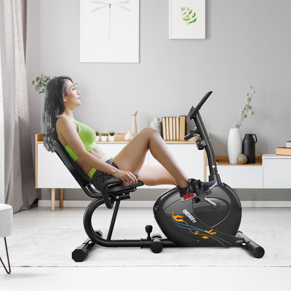 OneTwoFit Exercise Bike Recumbent Exercise Bike Indoor Stationary Bikes for Seniors and Adults ...