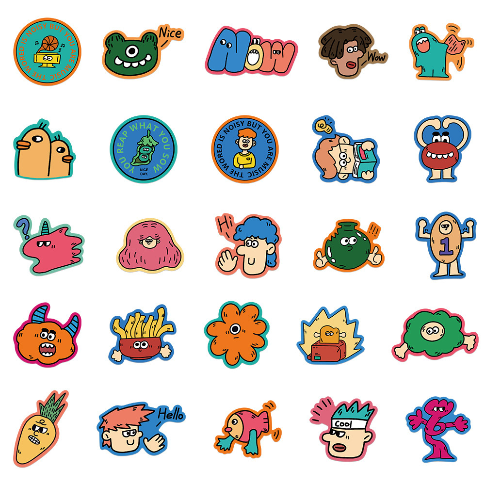 50PCS Hand-Painted Weird Art Stickers - Waterproof Vinyl Decals for ...