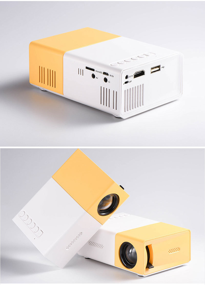 AP YG300 Mini HD projector Black/Yellow/Blue 1080P data cable three in ...