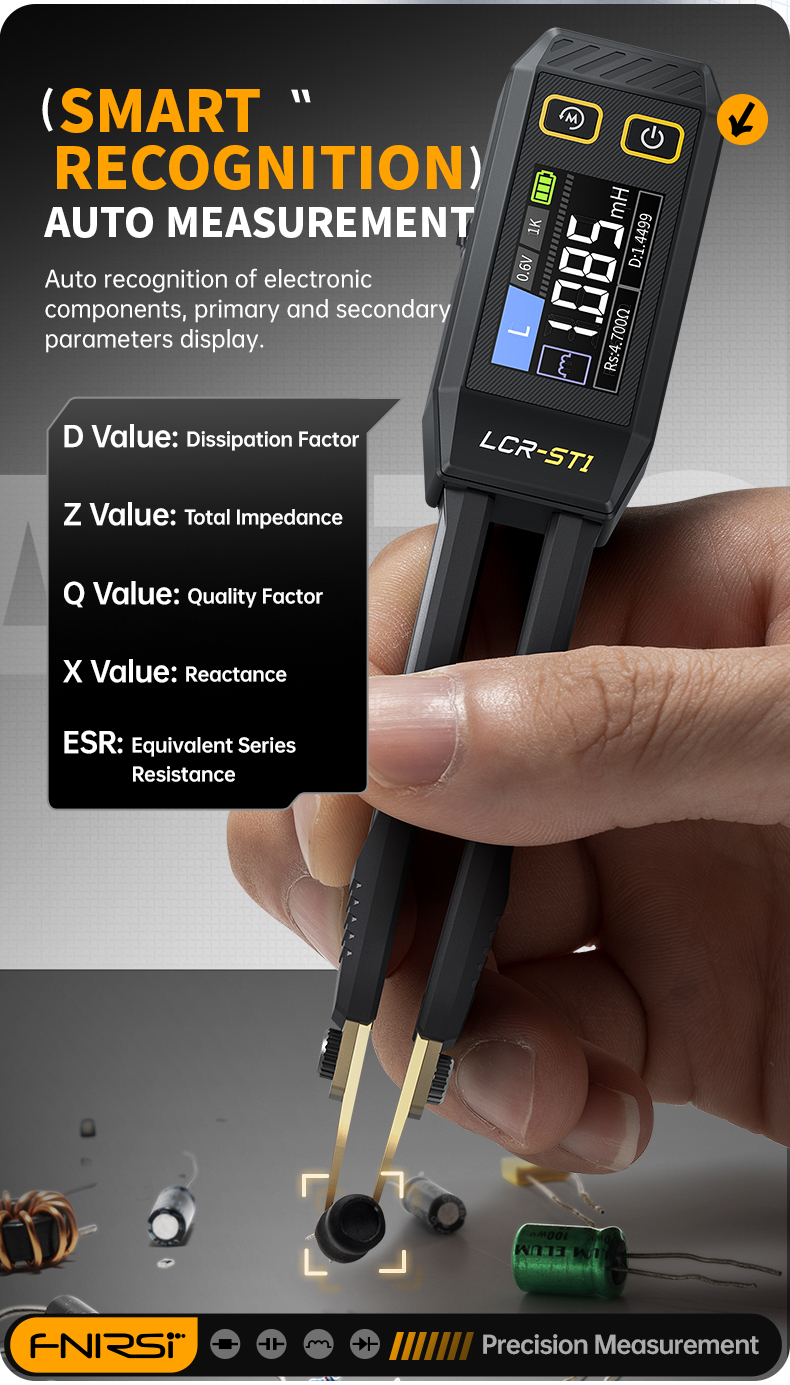 FNIRSI LCR-ST1 Mini Smart Tweezer LCR SMD ESR Tester Resistance ...