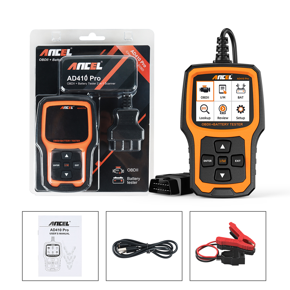 ANCEL AD410 Pro Automotive 2 in 1 OBD2 Scanner Battery Tester Engine ...
