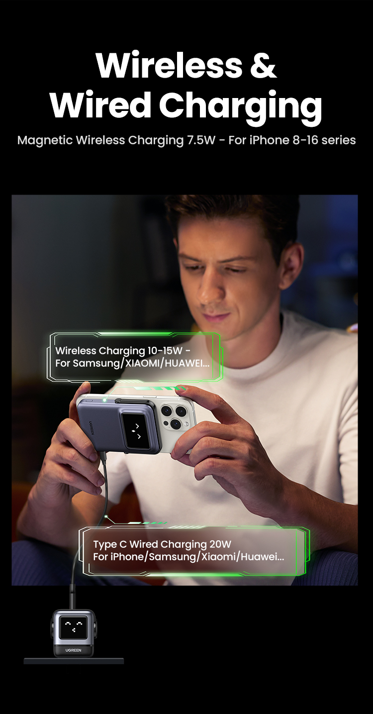 UGREEN Uno 20W Power Bank Magnetic Portable Wireless Fast Charging ...