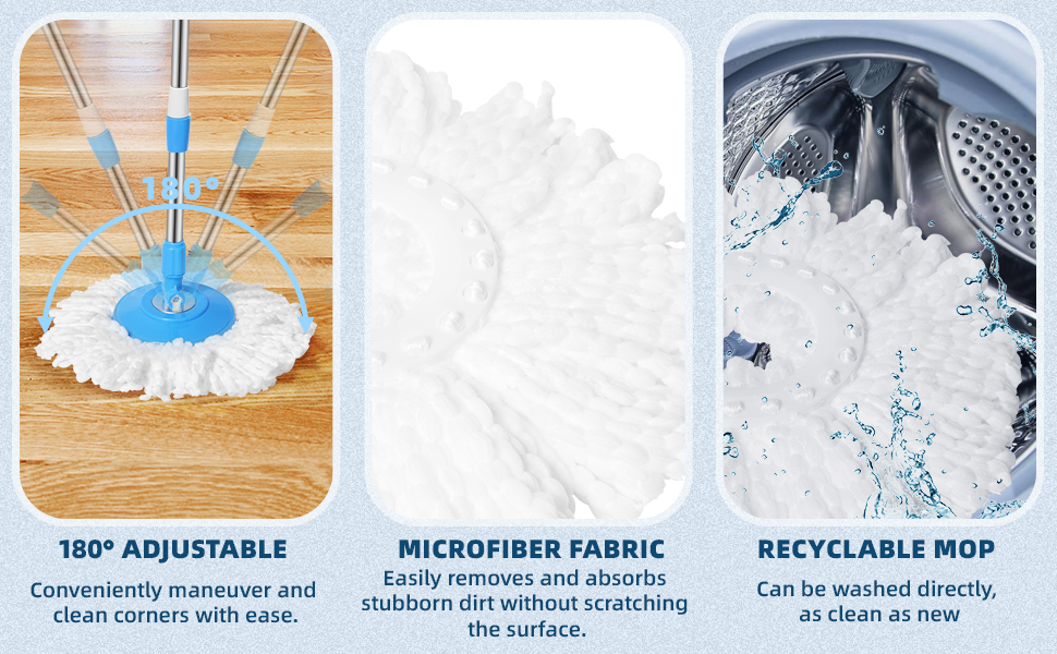 Spinning Mop Handle Replacement Floor 360 Degree Rotating Stainless ...