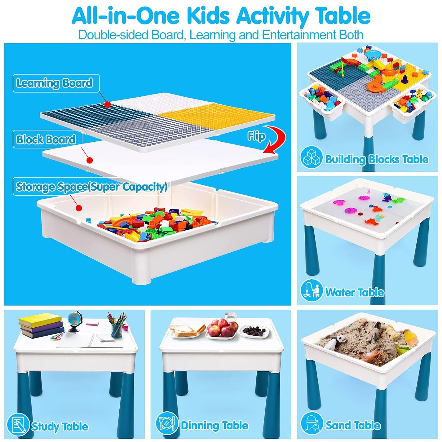 Multi-Function Blocks Table and Chair For Kids Table Kids Study Table ...