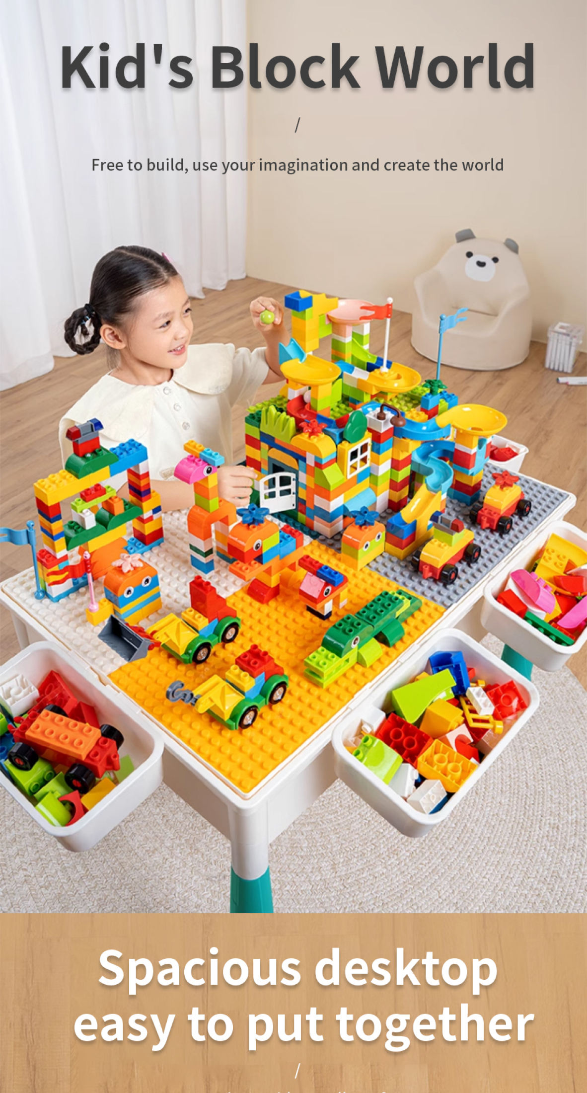 Multi-Function Blocks Table and Chair For Kids Table Kids Study Table ...