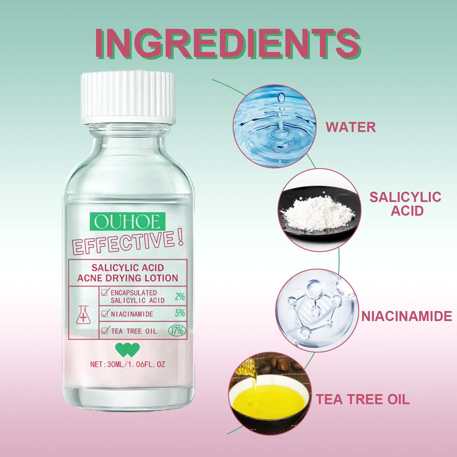 Ouhoe Salicylic Acid Acne Drying Lotion Gently Repair Acne-Prone ...