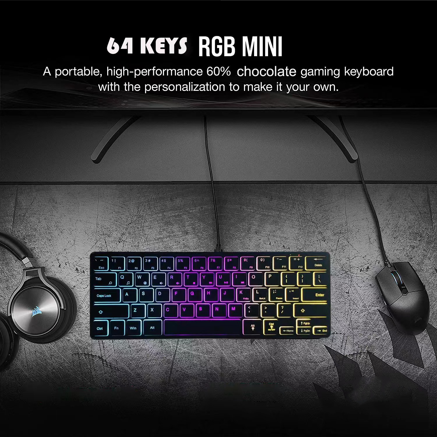 INPHIC Z-920 RGB Gaming Keyboard - 64 Keys Keypad / Keyboard Multi ...