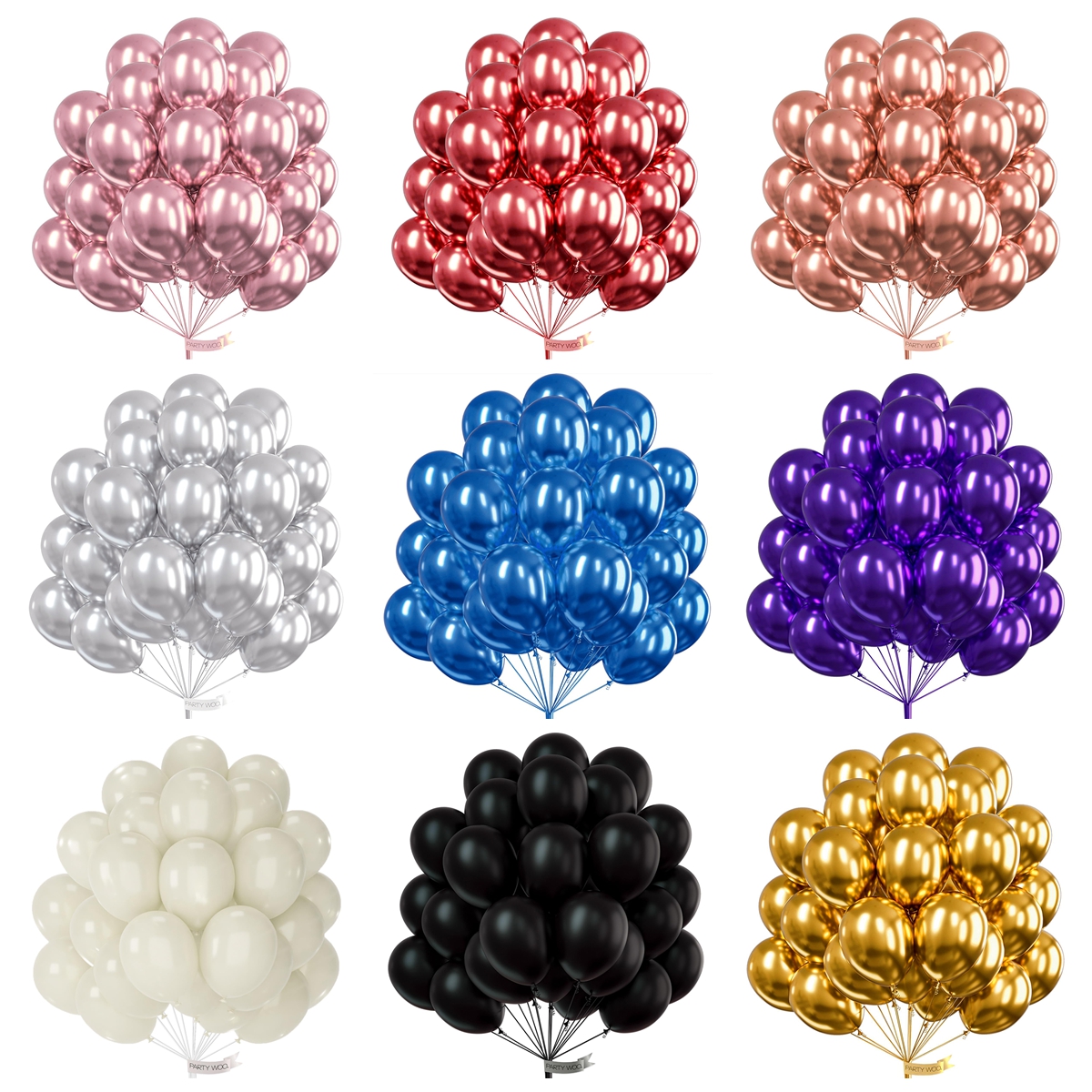 10inch 30pcs Chrome Metal Balloon Metallic Latex Chromium Balloon Chain ...