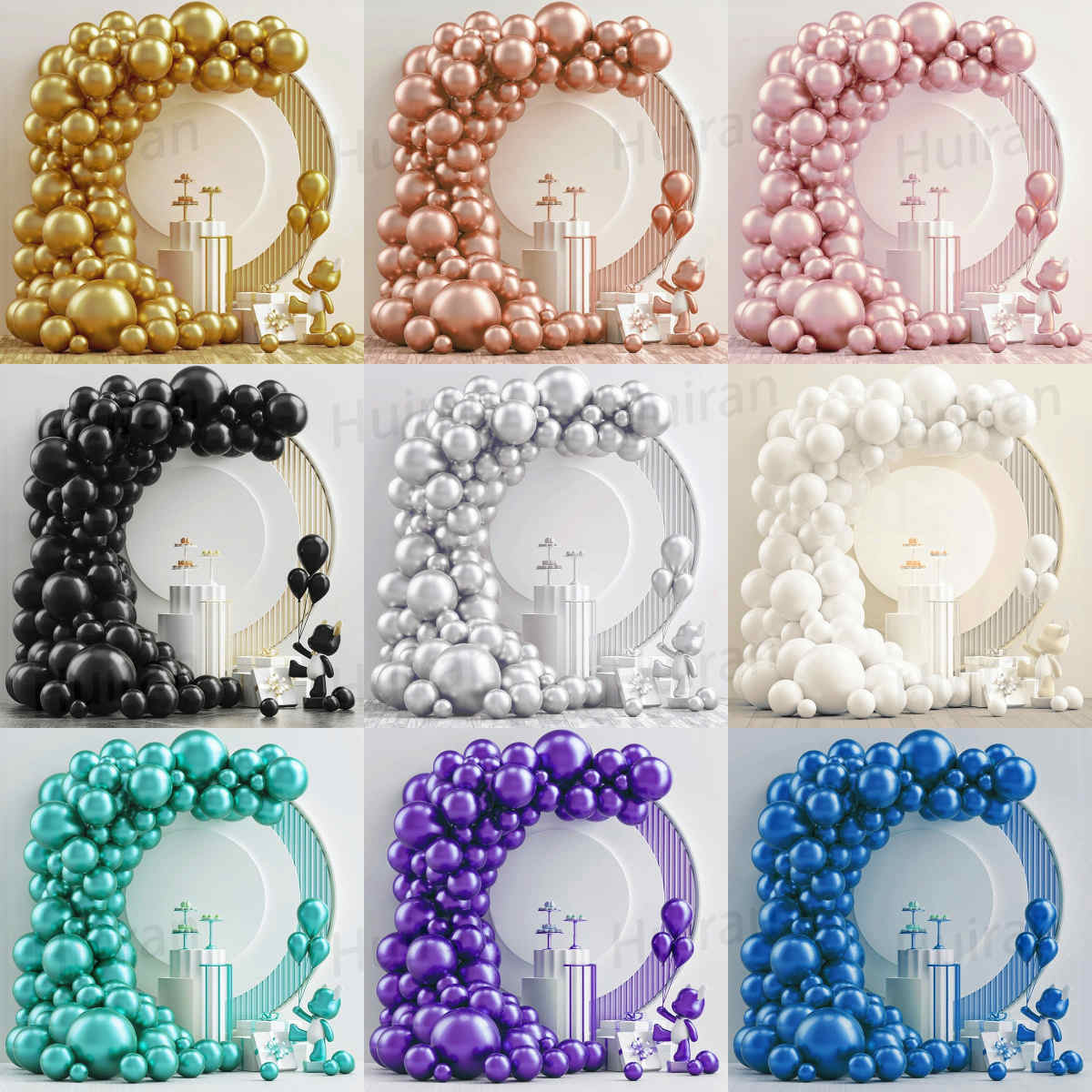 Chrome 10" Metallic Glossy Latex Balloons Confetti Sequins Balloon ...