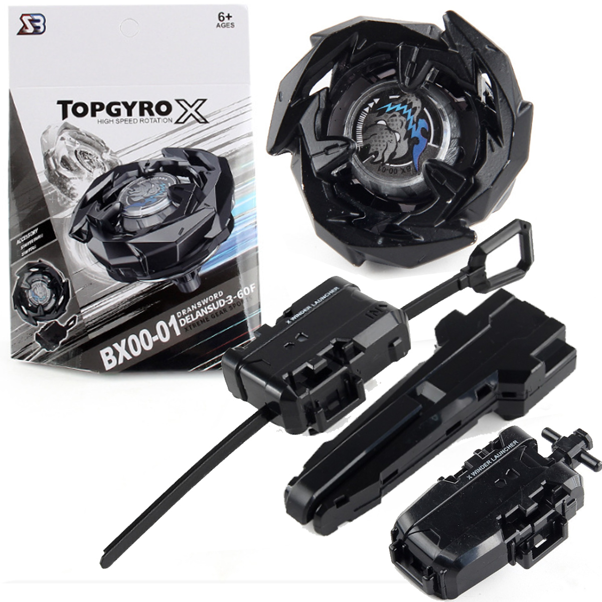 Limited Edition Beyblade X BX-01 Dran Sword Black Beyblade Xtreme with Launcher Grip Set for ...
