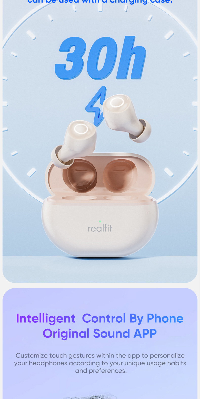 Realfit F4 AI Active Noise Cancelling Bluetooth Earphone Colorful Cute ...