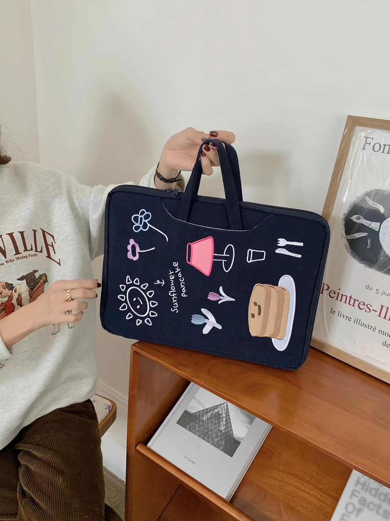ins Korean cute laptop bag embroidered inner bag 13.3 14 15.6 inch ...