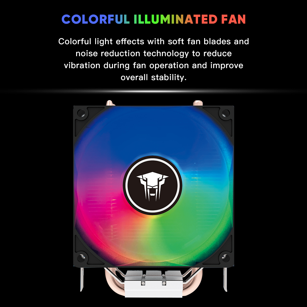 Jungle Leopard A200 PLUS CPU Cooler Color LED 2 Heat Pipes Efficient Cooling 90mm PC Cooler Fan ...