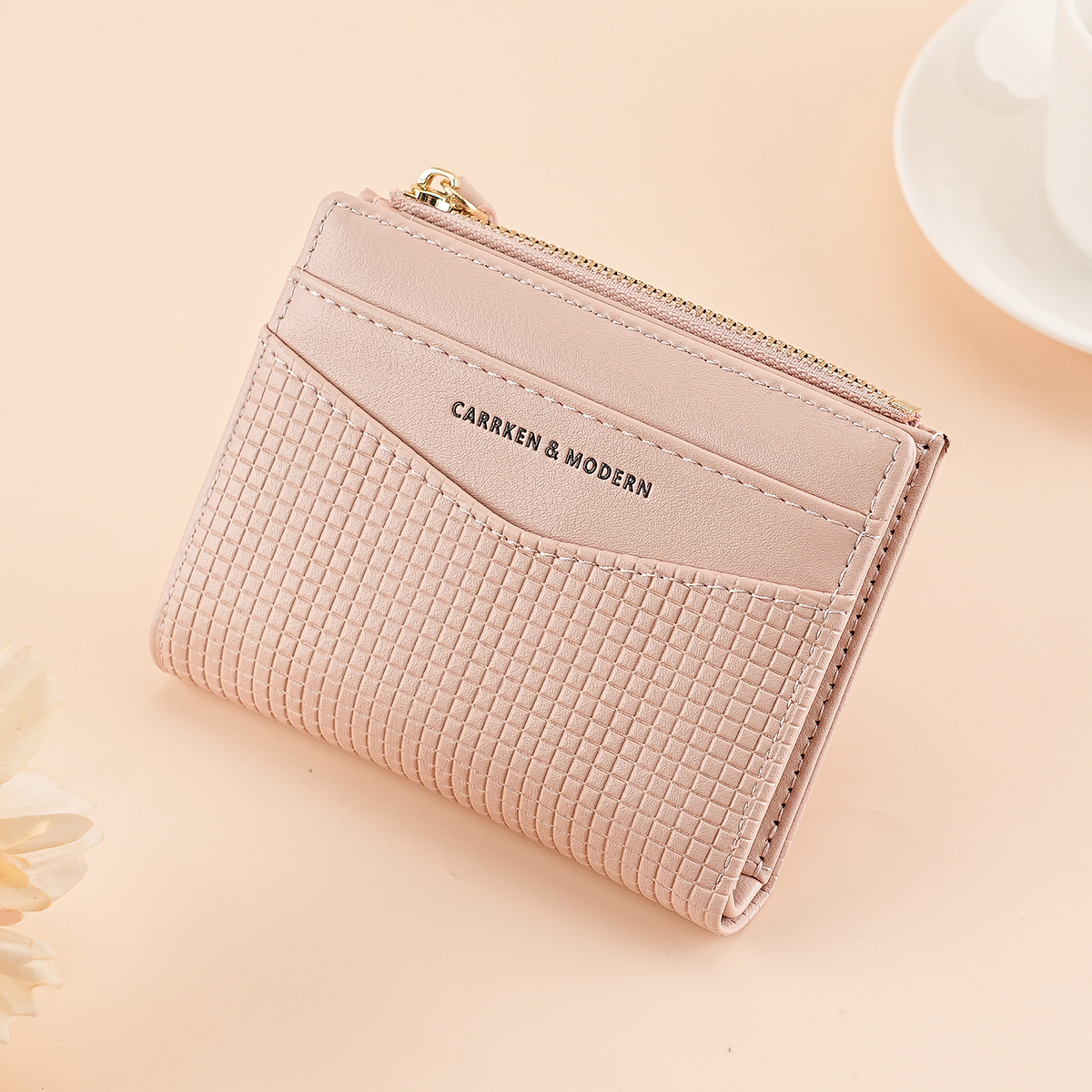 1 Piece Ladies Ultra-Thin Zipper Snap Button Short Wallet Casual ...