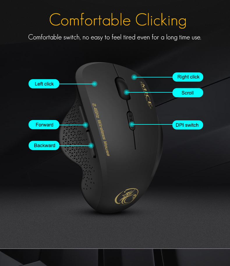 Imice G6 2.4G Wireless Mouse Business Office Gift Smart 6-Button Gaming ...