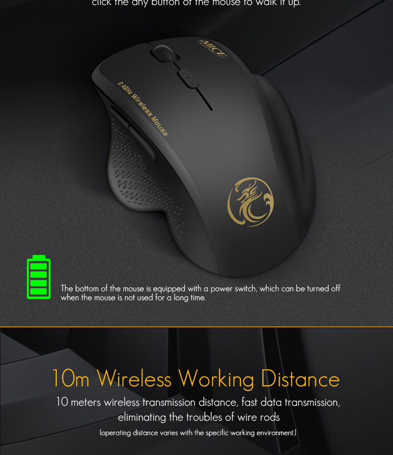 Imice G6 2.4G Wireless Mouse Business Office Gift Smart 6-Button Gaming ...