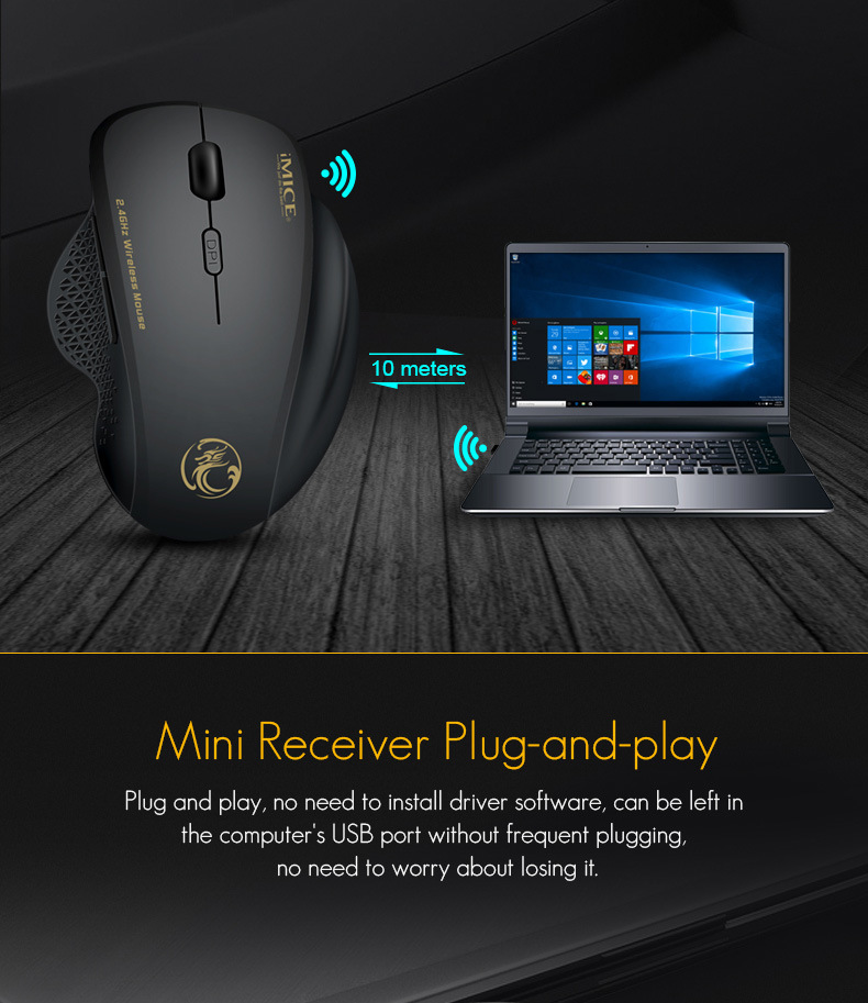Imice G6 2.4G Wireless Mouse Business Office Gift Smart 6-Button Gaming ...