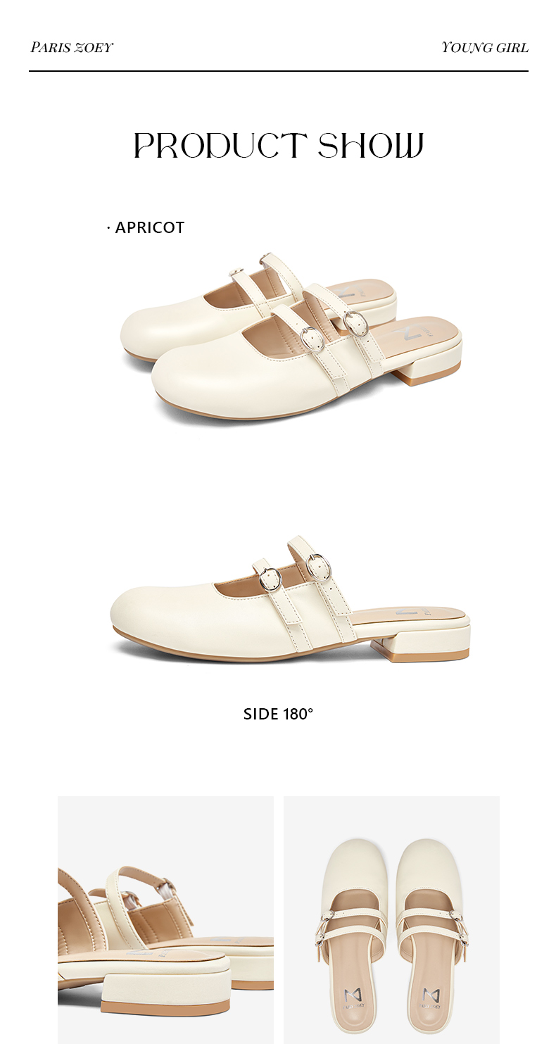 Paris Zoey Shoela Mules Shoes Apricot Versatile Comfortable PZX2223302 ...