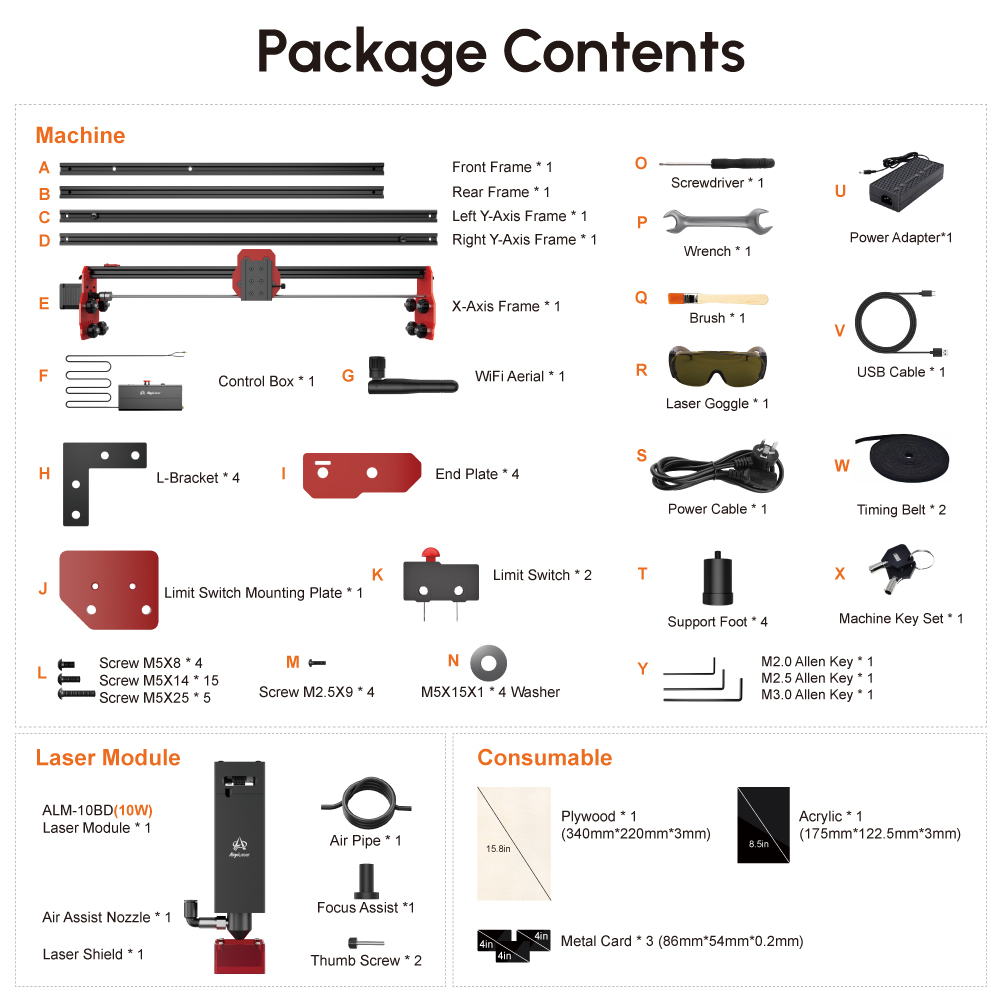 90W AlgoLaser DIY KIT Laser Engraving Machine Ultra-Thin Beam ...