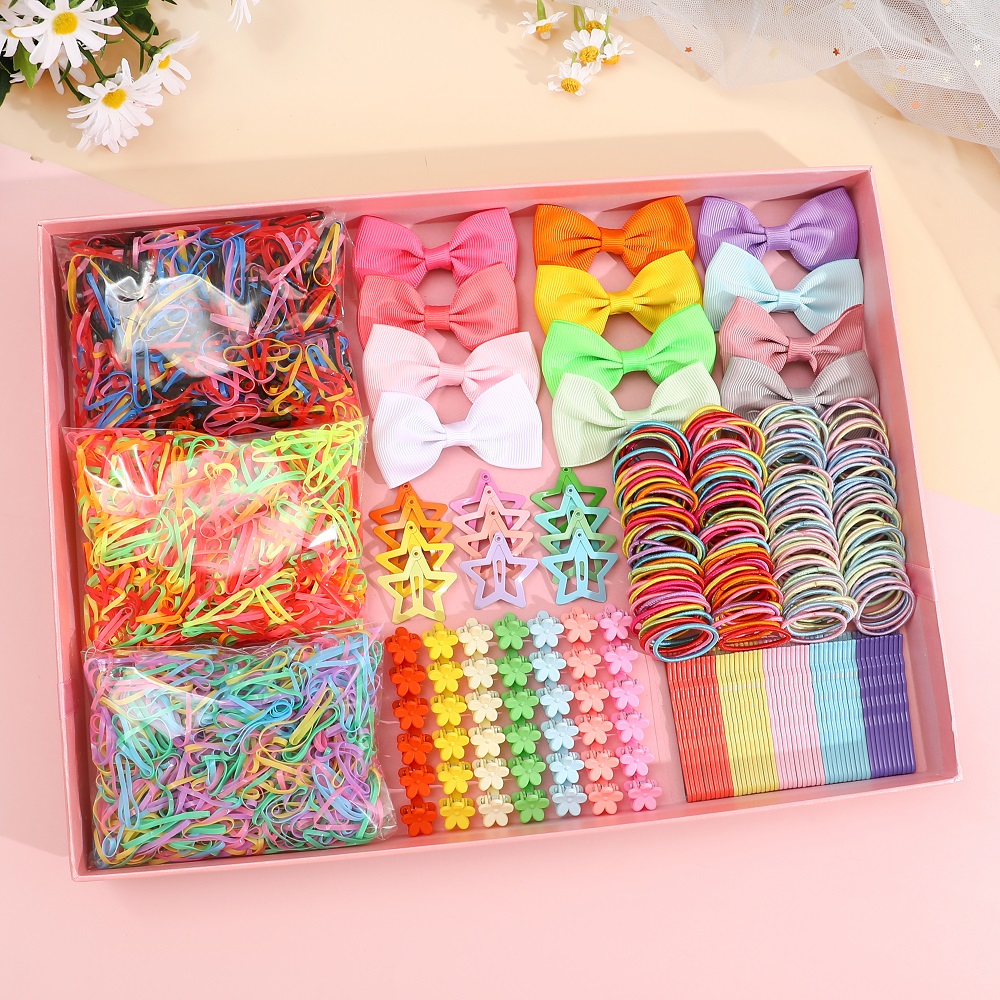 860Pcs/Set Colorful Baby Kids Hair Set Pony Tail for Kids Star Bow Hair ...