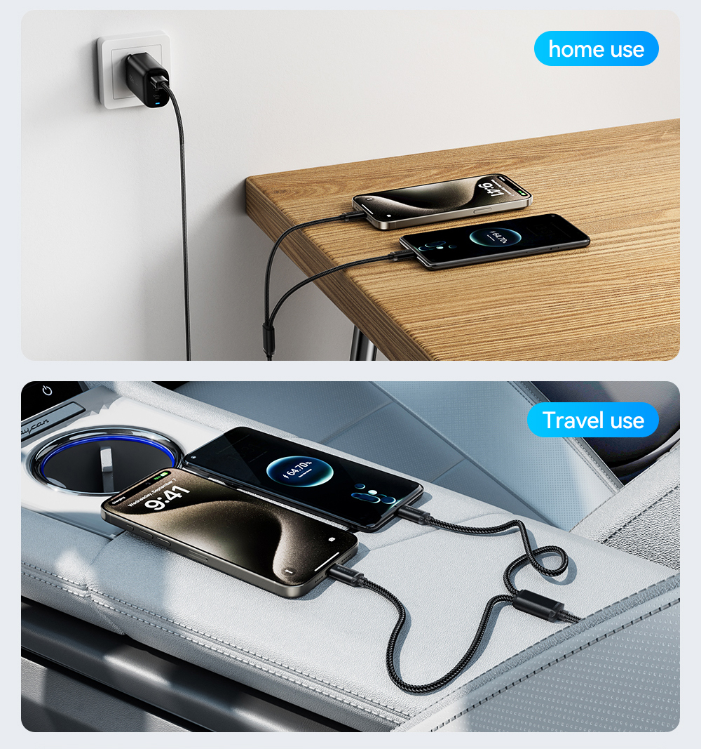 ESSAGER 2A USB-A to Type-C+Micro interfaces 2 in 1 fast charging data ...
