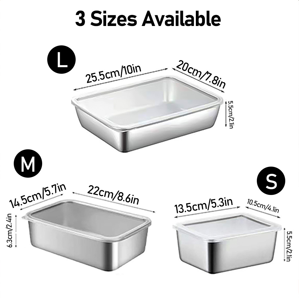 304 Stainless Steel Japanese Style Tray Food Storage Box with Lid ...